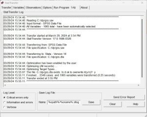 Graphical User Interface - Stat/Transfer Data Conversion Software Utility